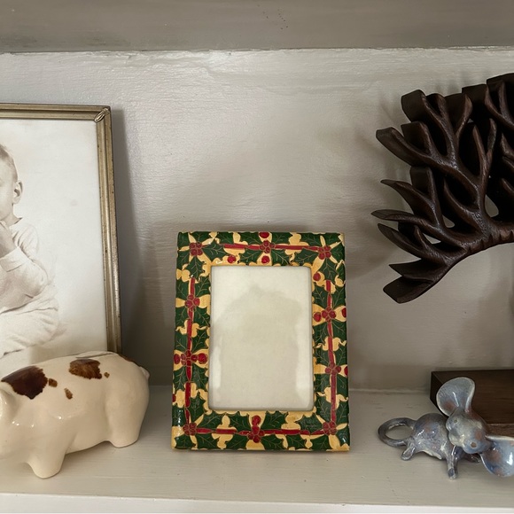 Accents | Vintage Handpainted Christmas Holly Wooden Photo Frame Made ...